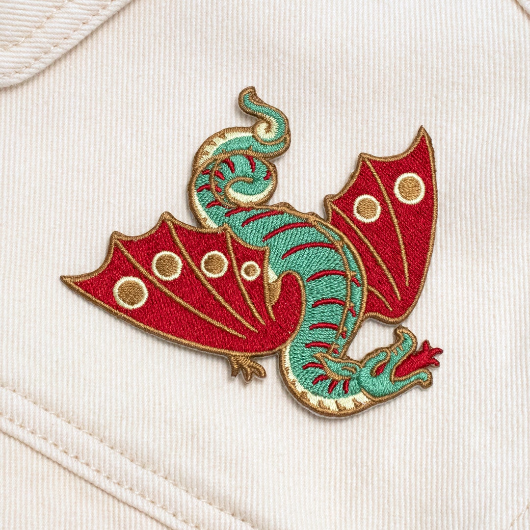 Medieval Dragon Iron on Patch - Green, Red, Gold, Yellow - DIY ...
