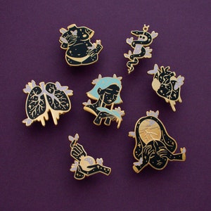 Pulmonary Embolism Lungs - PCOS Enamel Pin Series - Black, Gold, Purple ...