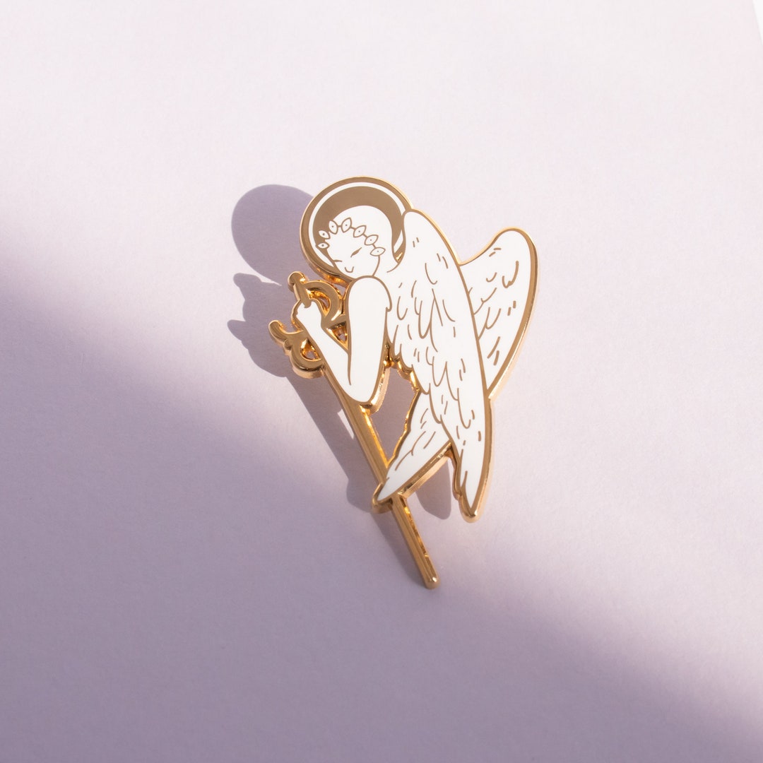 Angel Hard Enamel Pin - Gold White - Lapel Pin Cloisonné Badge ...