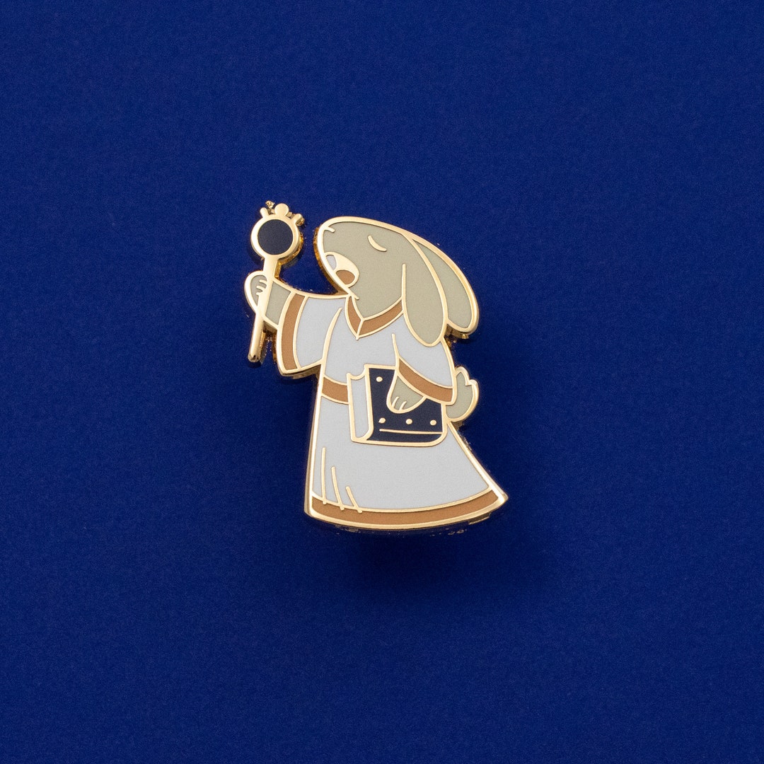 RETIRING! Rabbit Warrior White Mage Hard Enamel Pin - Gold, Brown, Grey ...