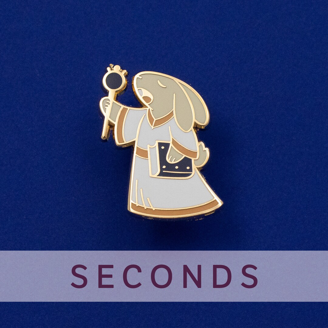 SECONDS SALE! Rabbit Warrior White Mage Healer Hard Enamel Pin - Gold ...