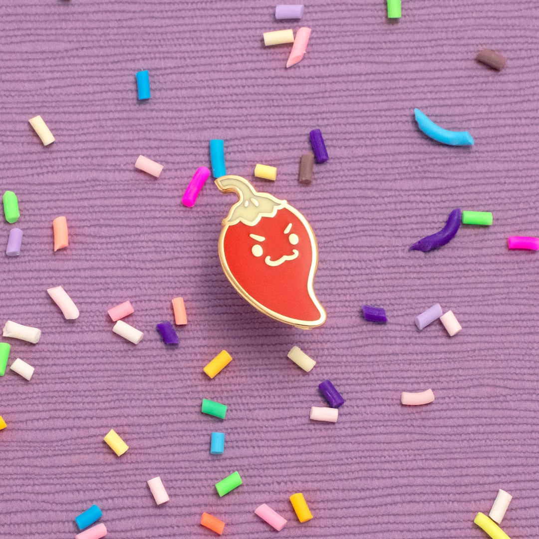 Mini Chilli Pepper Hard Enamel Pin - Gold, Red, Green - Lapel Badge ...