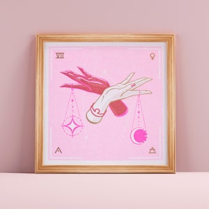 Libra Star Sign Risograph Print - Fluoro Pink & Metallic Gold - Zodiac ...