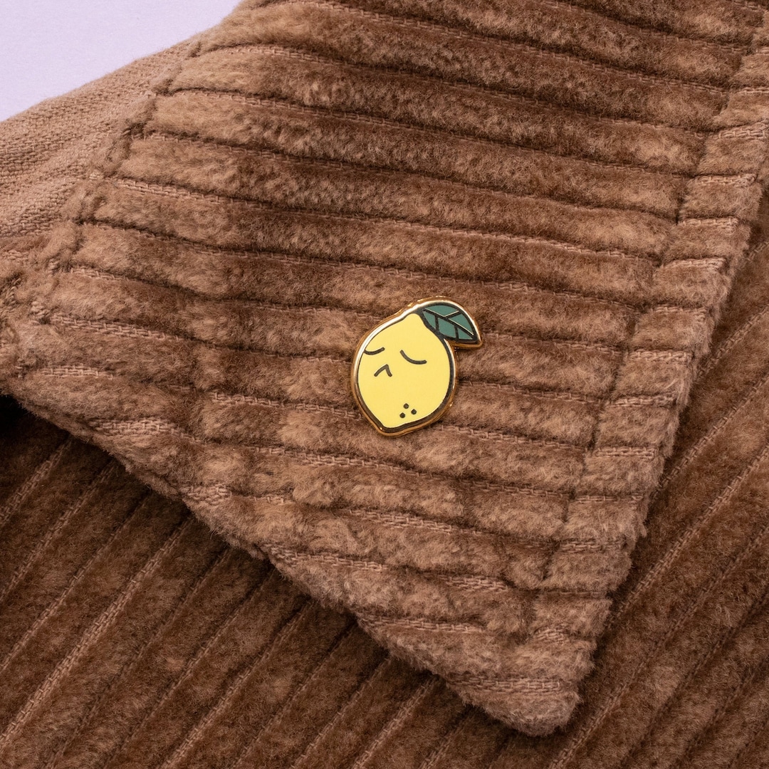 Sour Lemon Hard Enamel Mini Pin - Gold Yellow Green - Lapel Pin ...