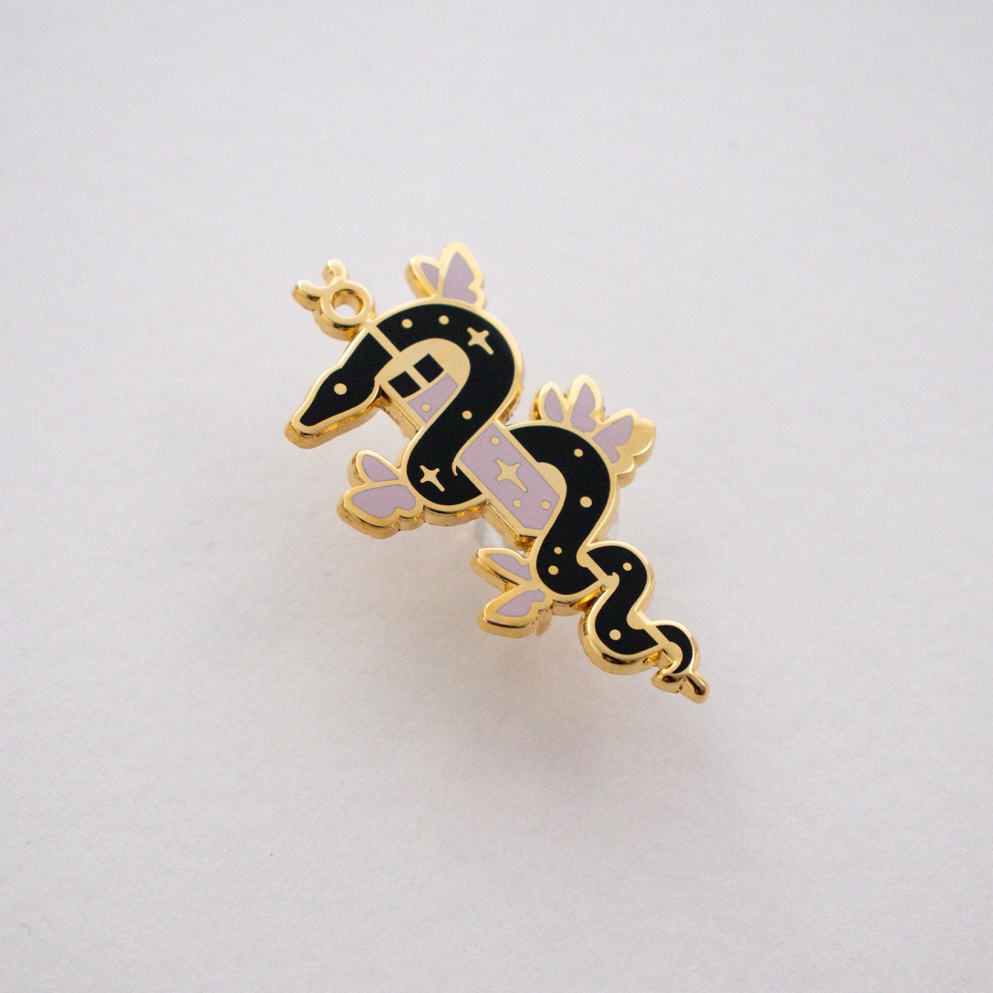 Medication Rod of Asclepius and Snake - PCOS Enamel Pin Series - Black ...