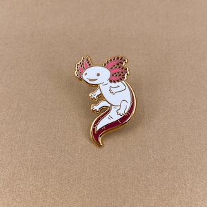 The Original Axolotl Hard Enamel Pin - White, Gold, and Pink - Lapel ...