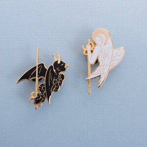 Angel Hard Enamel Pin - Gold White - Lapel Pin Cloisonné Badge ...