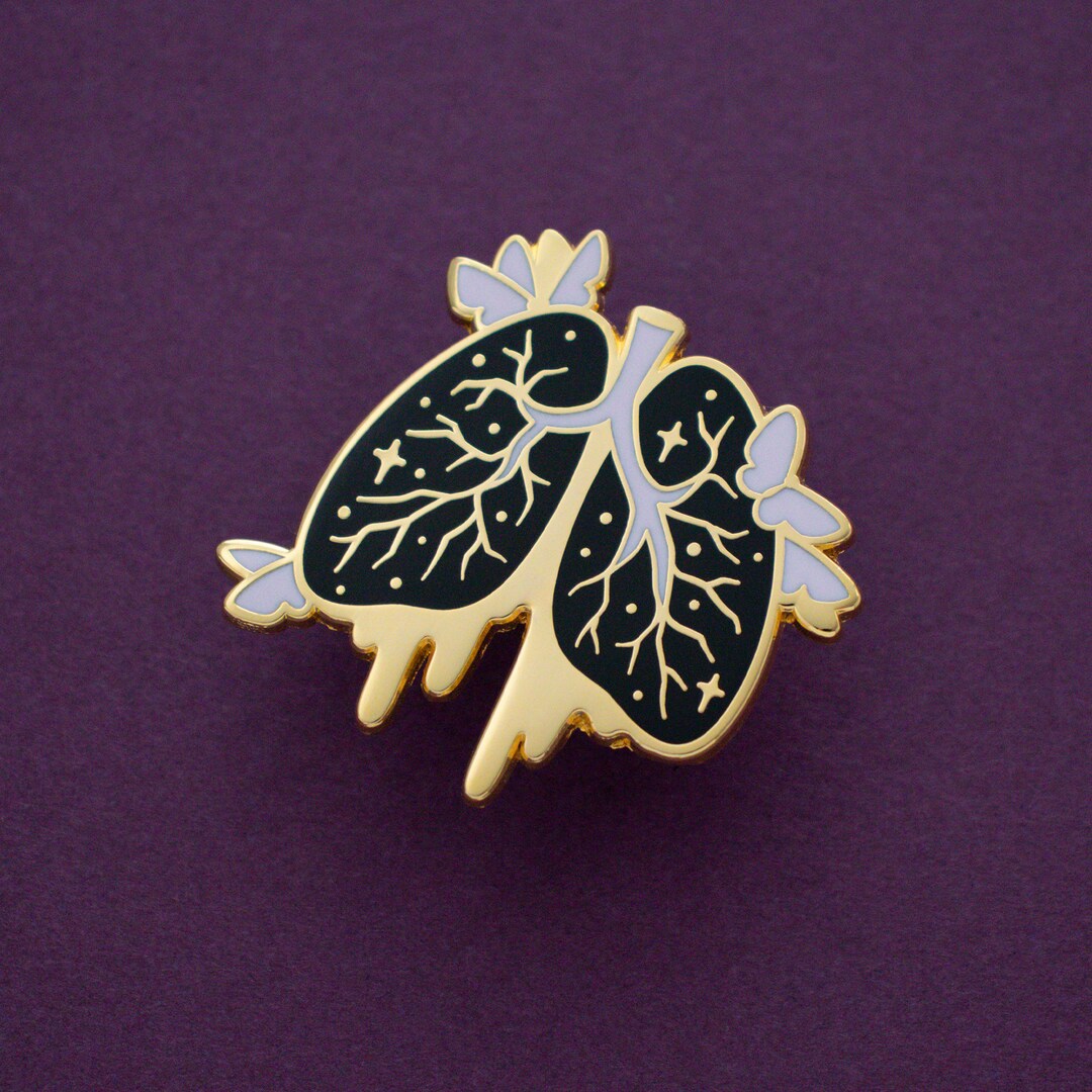 Pulmonary Embolism Lungs - PCOS Enamel Pin Series - Black, Gold, Purple ...