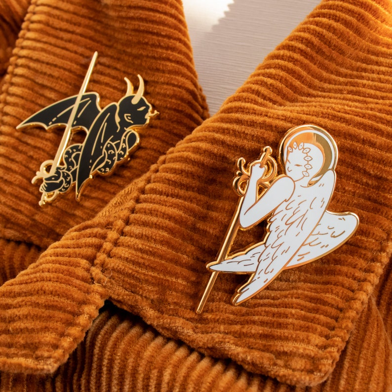Angel Hard Enamel Pin Gold White Lapel Pin Cloisonné Badge - Etsy