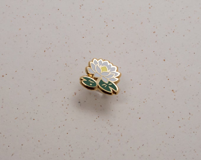 Water Lily Hard Enamel Mini Pin - Gold Green White Yellow - Lapel Pin ...