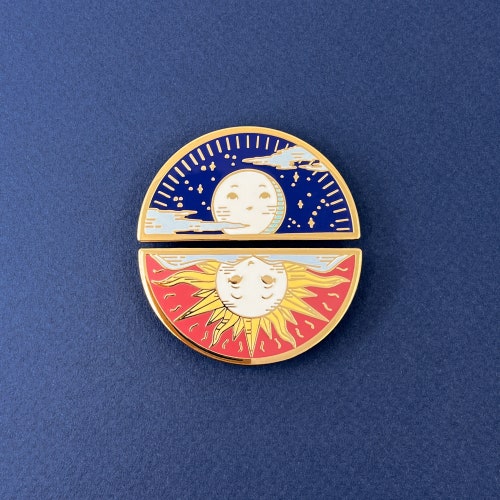 Golden Moon Enamel Pin - Etsy