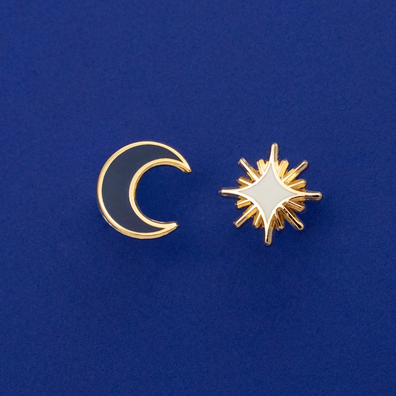 Moon and Star Pin - Etsy