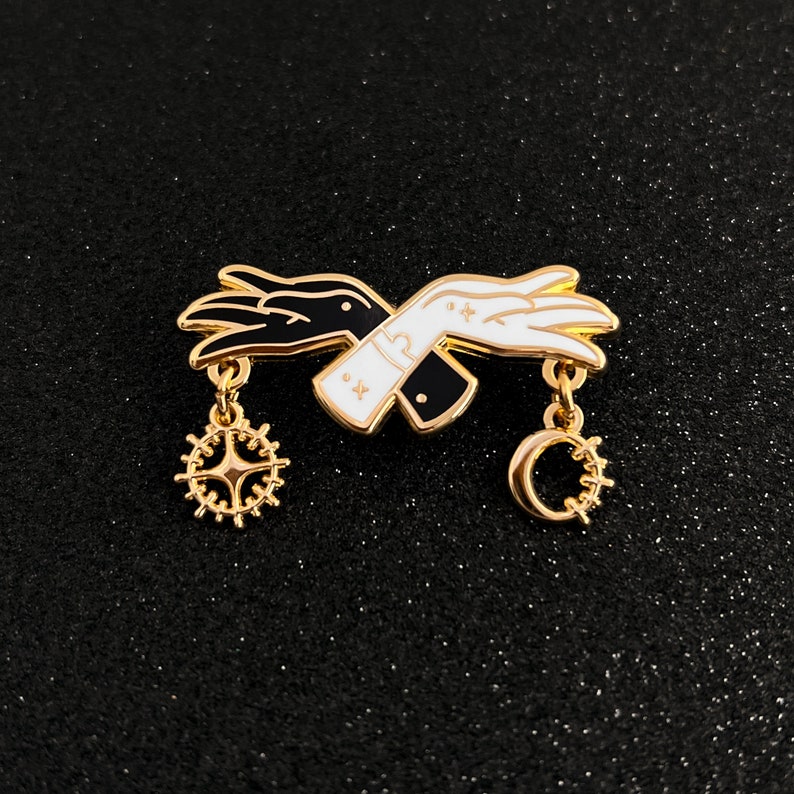 Libra Zodiac Hard Enamel Pin White Black Gold Sun Sign - Etsy