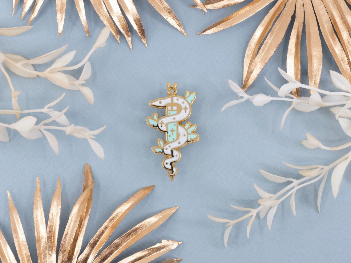 Medication Rod of Asclepius and Snake PCOS Enamel Pin Series | Etsy