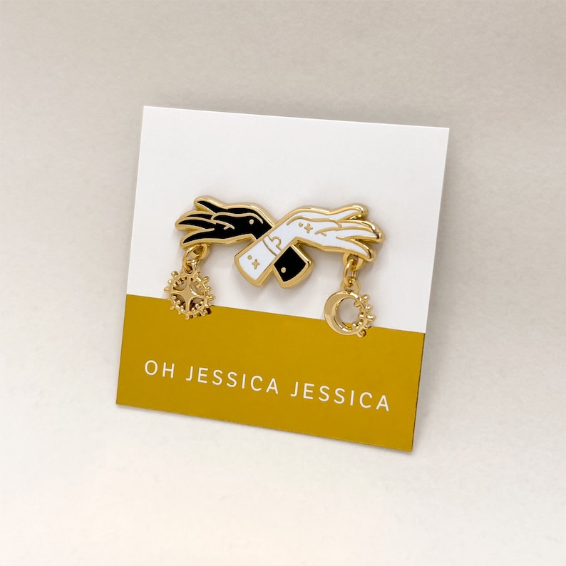 Libra Zodiac Hard Enamel Pin White Black Gold Sun Sign - Etsy