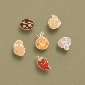 Mini Sweet Potato Hard Enamel Pin - Gold, Orange, Brown - Lapel Badge ...