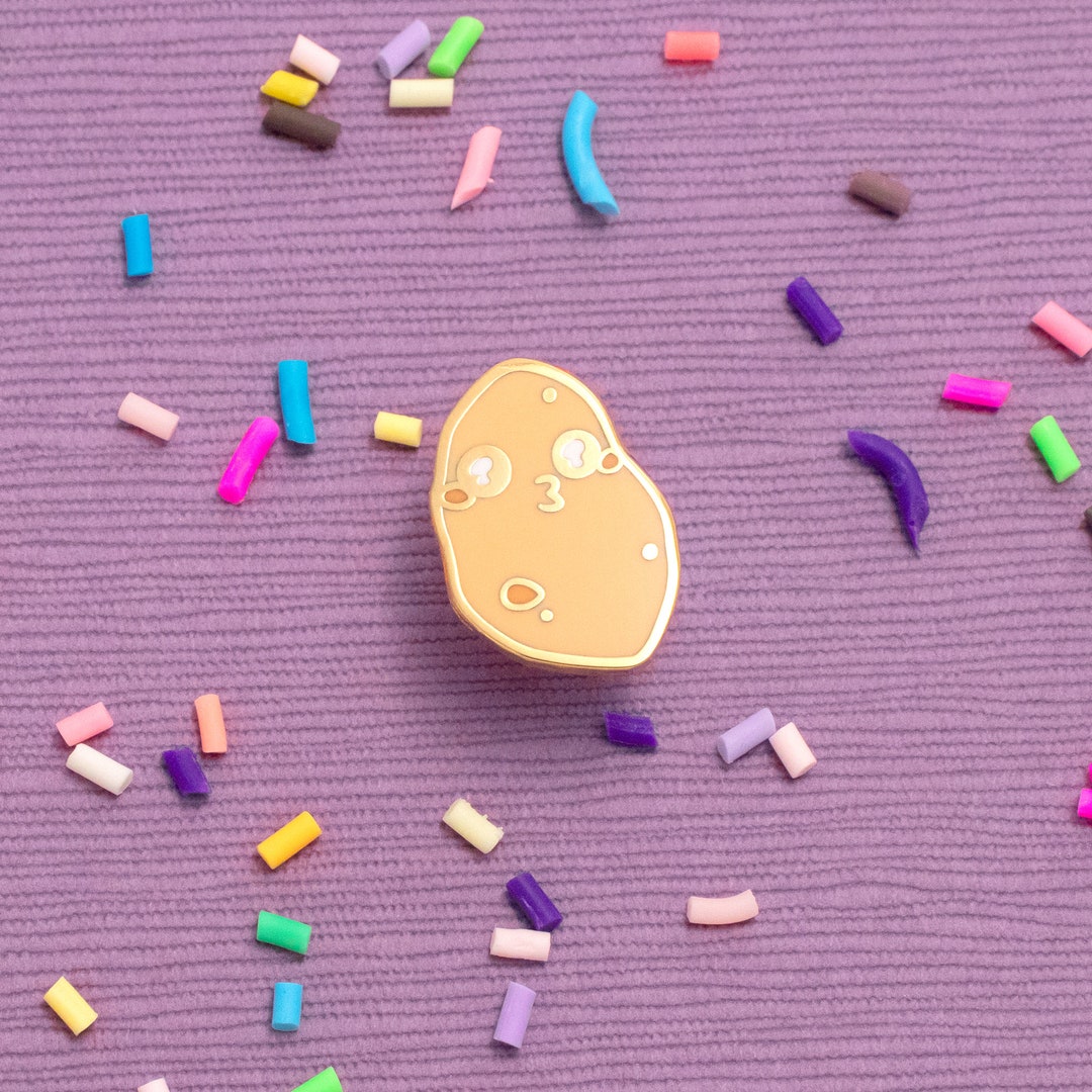 Mini Sweet Potato Hard Enamel Pin - Gold, Orange, Brown - Lapel Badge ...