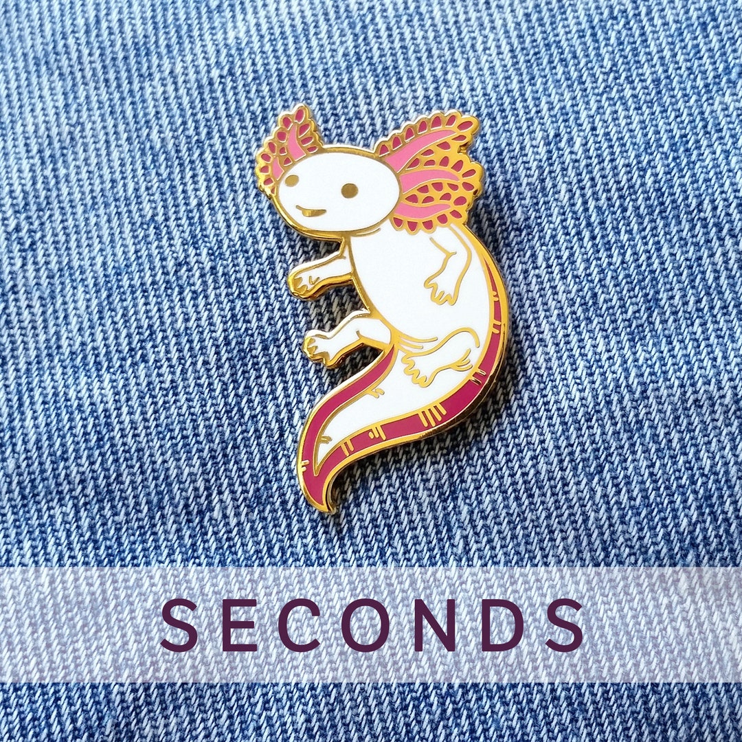 SECONDS SALE! the Original Happy Axolotl Hard Enamel Pin - White, Gold ...