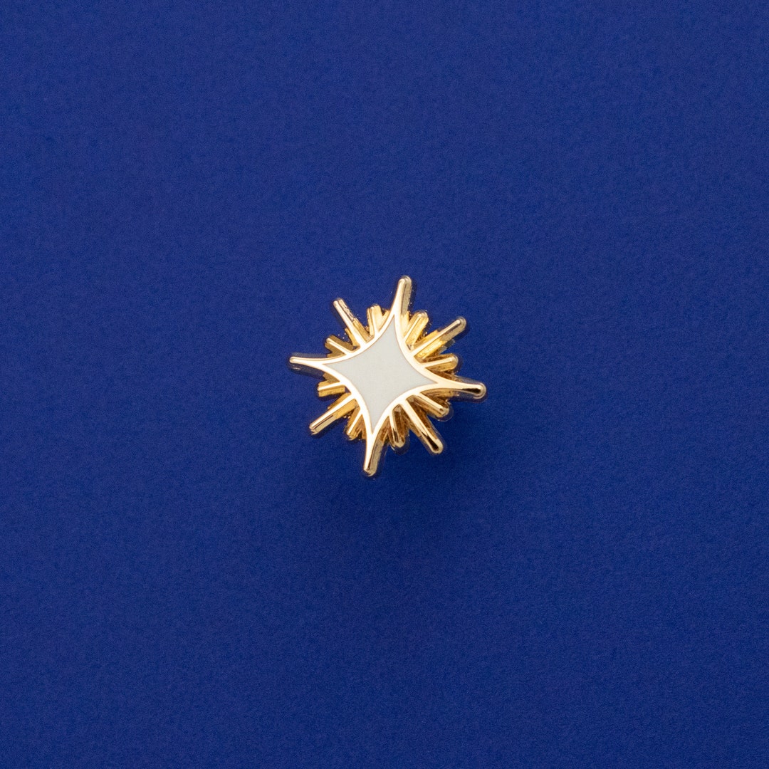 Star Hard Enamel Mini Pin - Gold & White - Fantasy Space Sun Lapel Pin ...