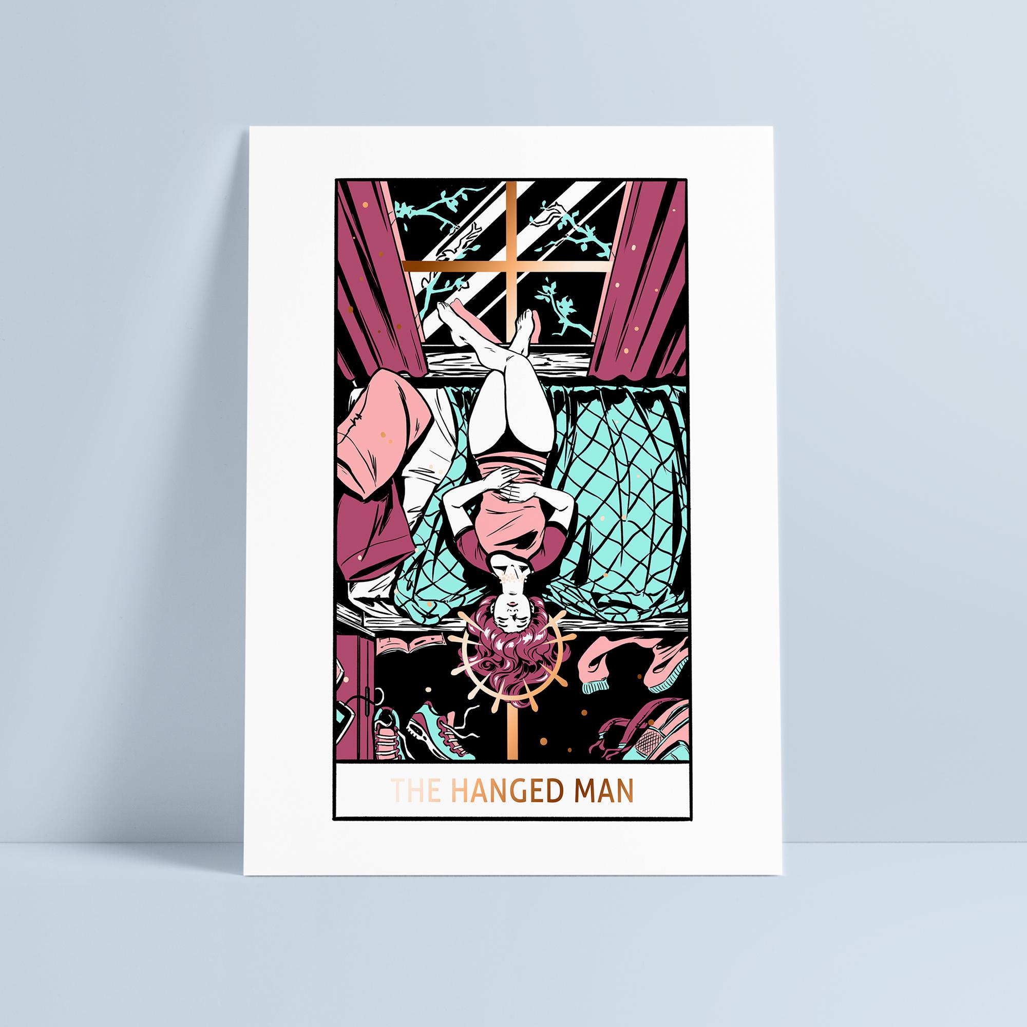 The Hanged Man Tarot Card Illustration - A4 Size GOLD FOIL Print ...