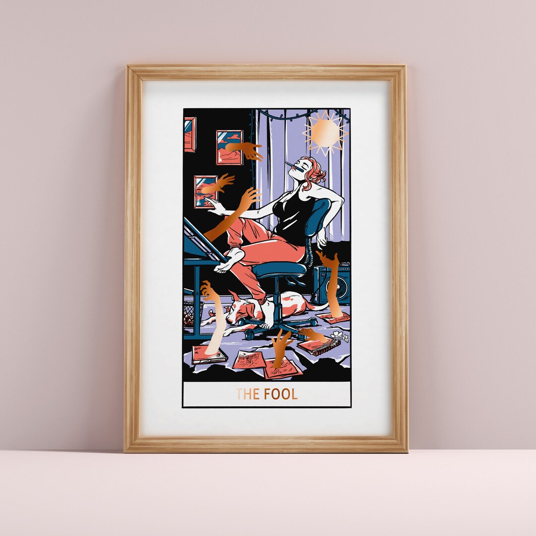 The Fool Tarot Card Illustration - A4 Size GOLD FOIL Print - Anime ...