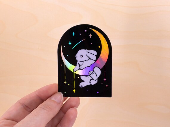 Stickers, Labels & Tags Holographic Vinyl Sticker Space Bunny Stickers ...