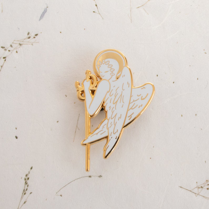 Angel Hard Enamel Pin Gold White Lapel Pin Cloisonné Badge - Etsy