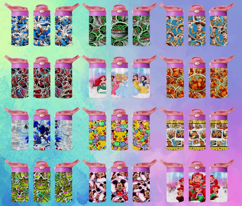 Cartoon Sippy Cup 12oz PNG Sublimation, Cartoon Flip Top 12oz Tumbler ...