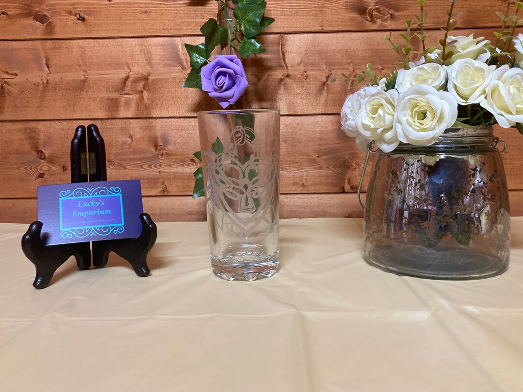 Tumbler Glass Hand Engraved ,with Rose Lock and Key - Etsy