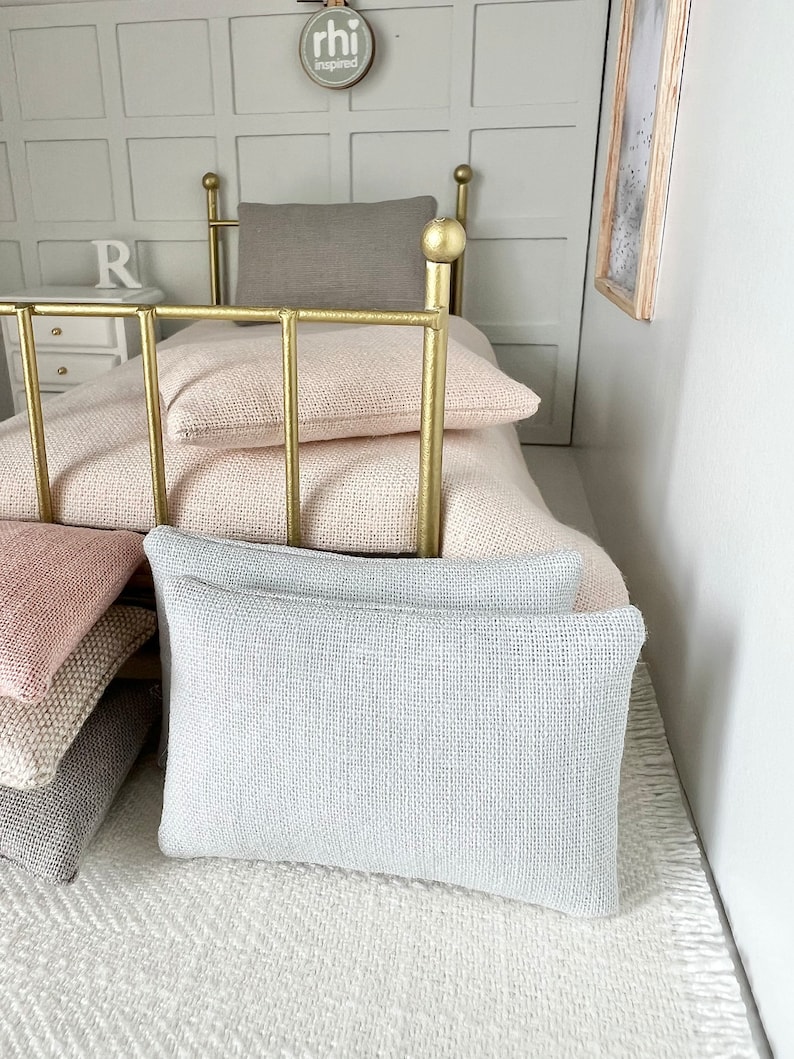 Miniature Linen Pillows set of 2 1:12 Scale Modern - Etsy