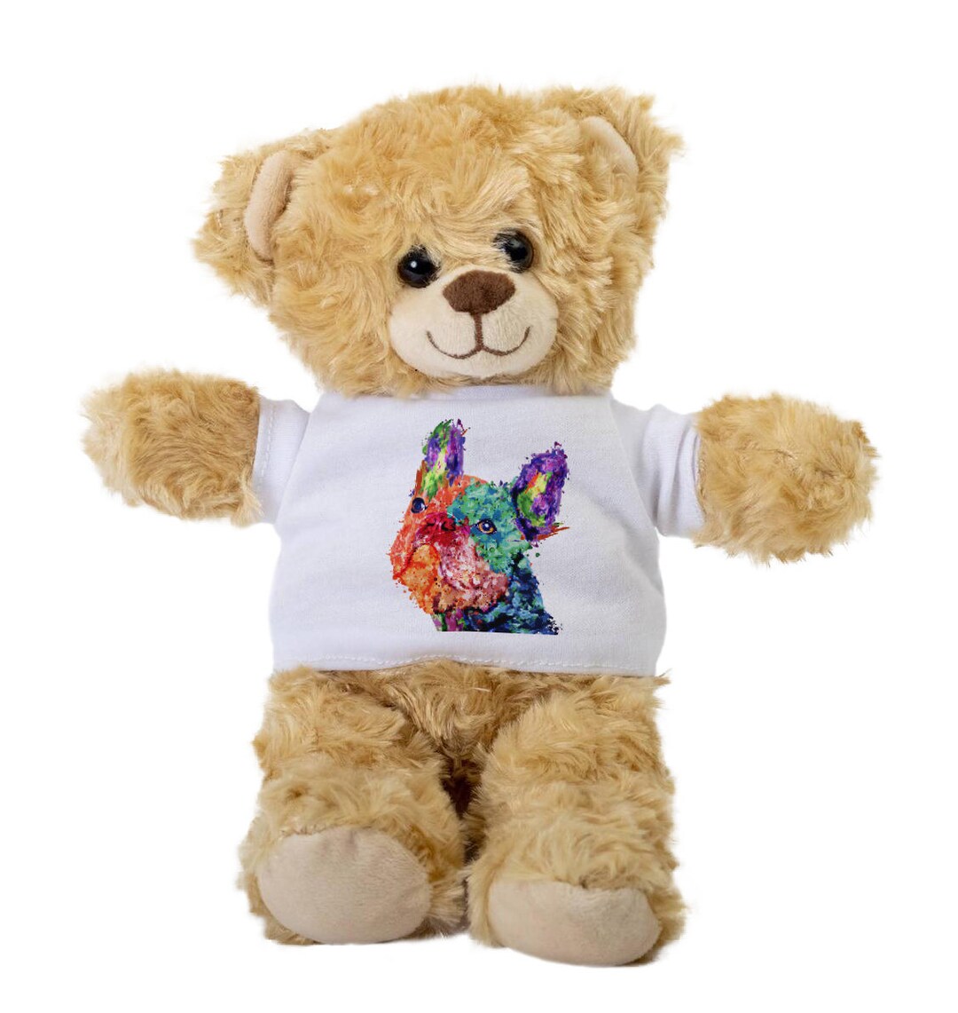 Colorful Blue French Bulldog Teddy Bear, Gift Stuffed Animal, Plush ...