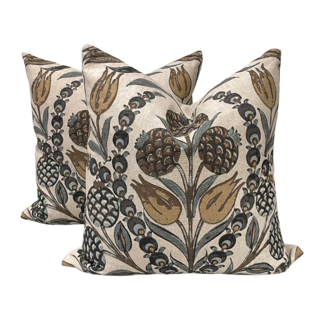 Cornelia Gray and Gold Thibaut Pillow Covers- A PAIR - Etsy