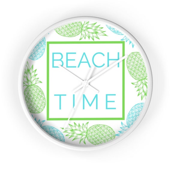 Beach Time Wall Clock Pineapple Wall Clock Art Office | Etsy