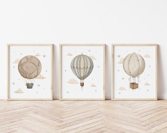 Blue Hot Air Balloon Printed Art Print, Printed and Shipped Watercolor ...