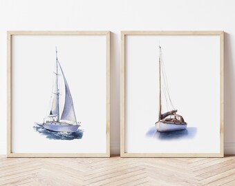 Sailboat Dream Nautical Art Print, Nautical Art Print, Coastal Decor ...