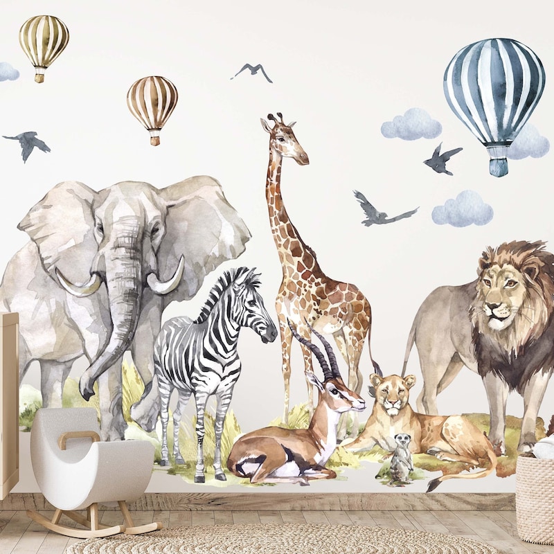 Safari Large Animal Wall Decal - Etsy
