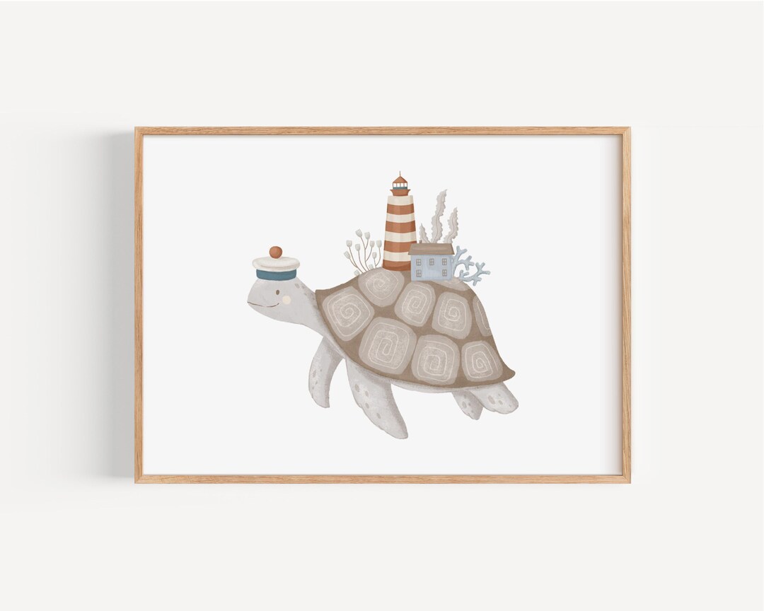 Nautical Nursery Wall Art Sea Turtle Print Coastal Nursery Art ...