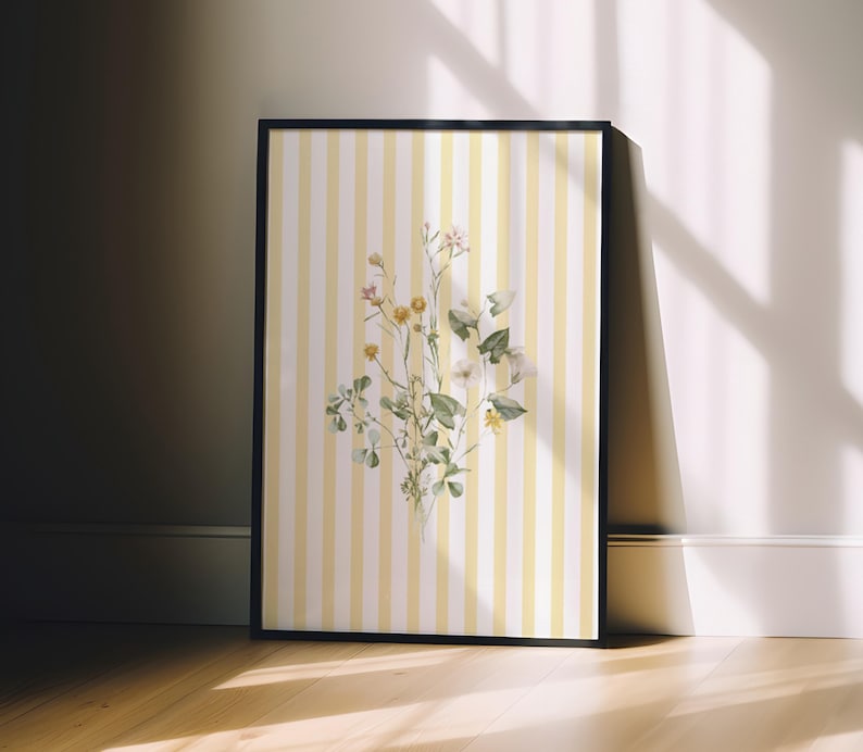 Wildflower Nursery Wall Art Yellow Floral Baby Room Decor Botanical ...