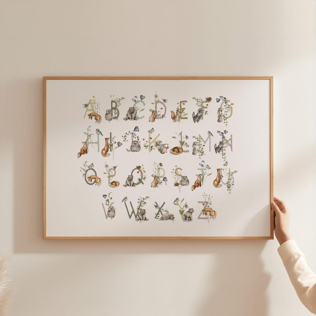 Whimsical Woodland Alphabet Nursery Whimsical Wall Art Woodland Bunny ...