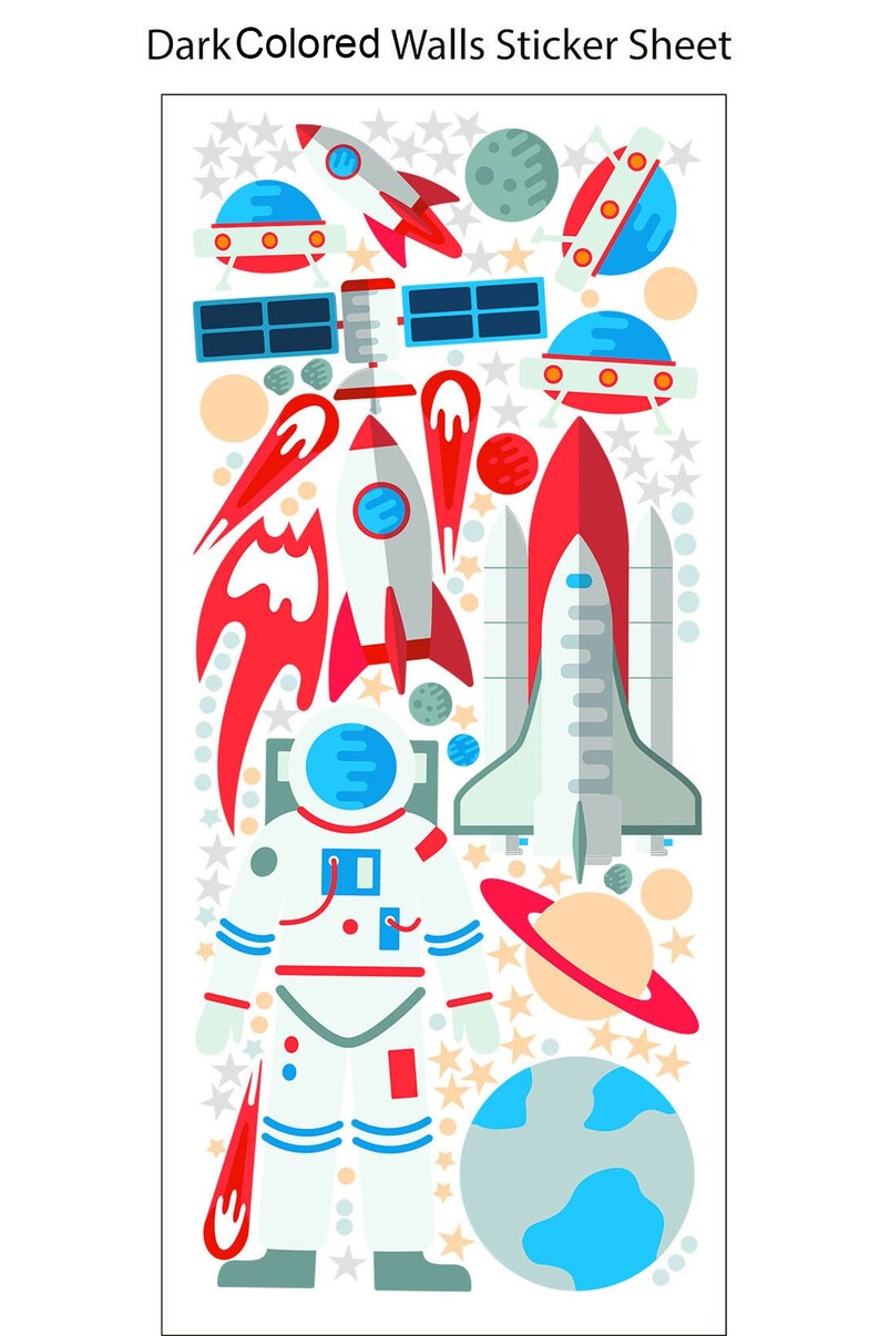 Outer Space Fabric Wall Stickers Rocket Ship Wall Decal | Etsy