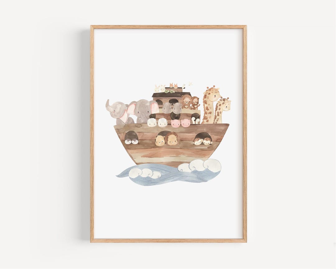 Noah's Ark Printed Art Print, Christian Nursery Printed and Shipped ...