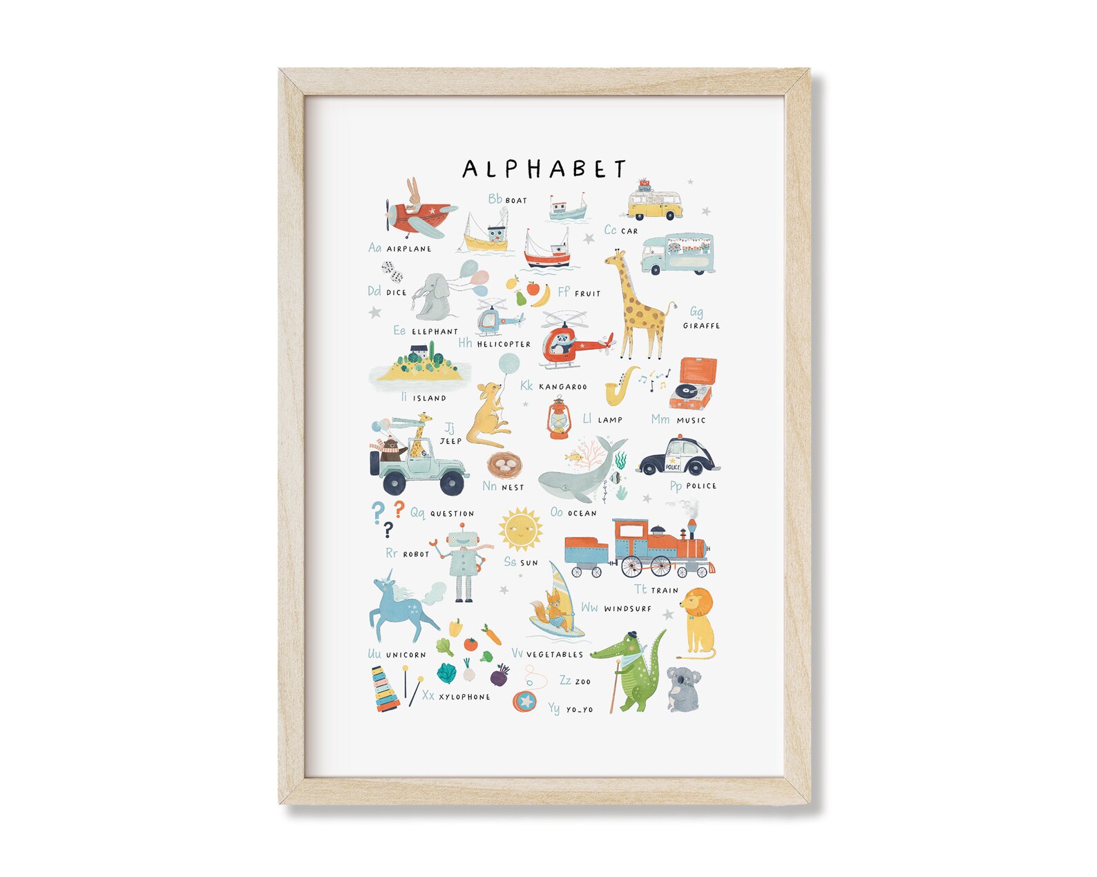 Alphabet and Numbers PRINTED Art Print, Safari Alphabet and Counting ...
