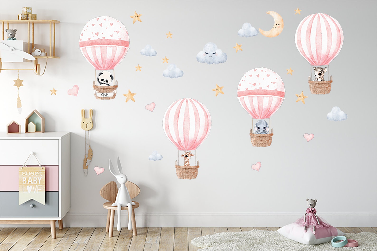 Hot Air Balloon Wall Decal. Repositionable No Residue Easy to | Etsy