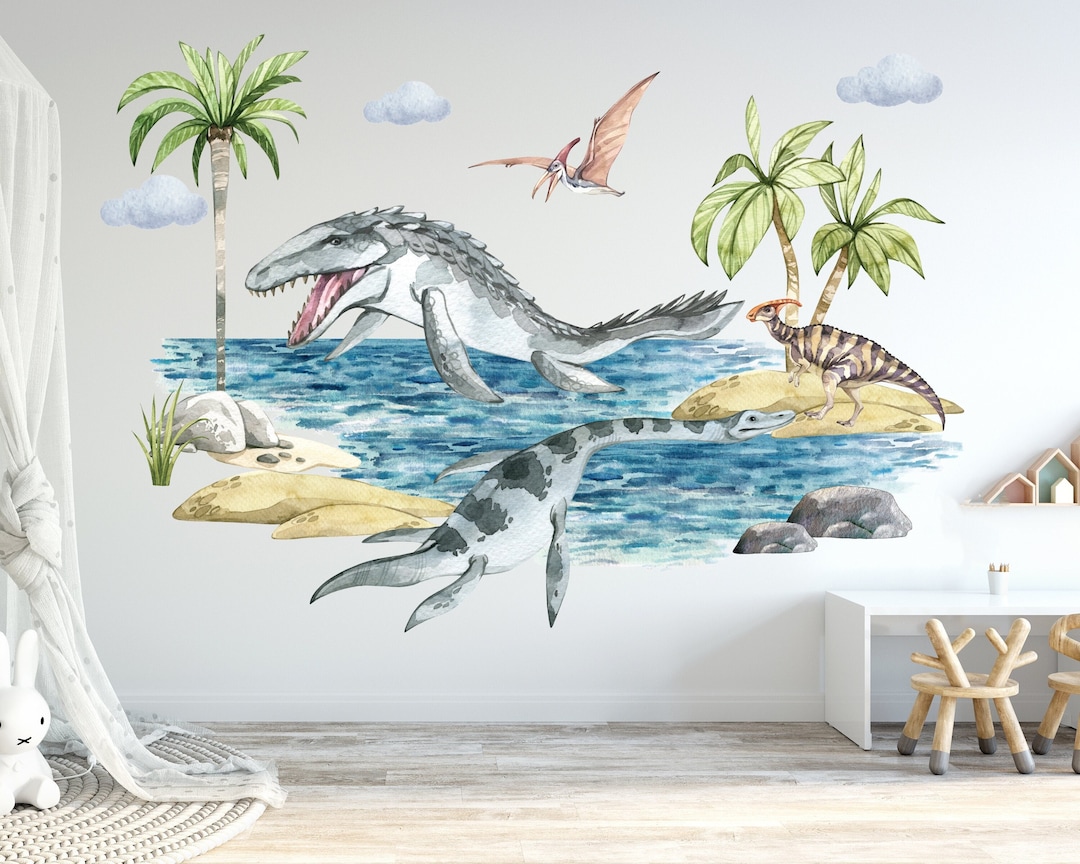 XL Dinosaur Wall Fabric Decal, Dino Wall Decal - Repositionable Easy to ...