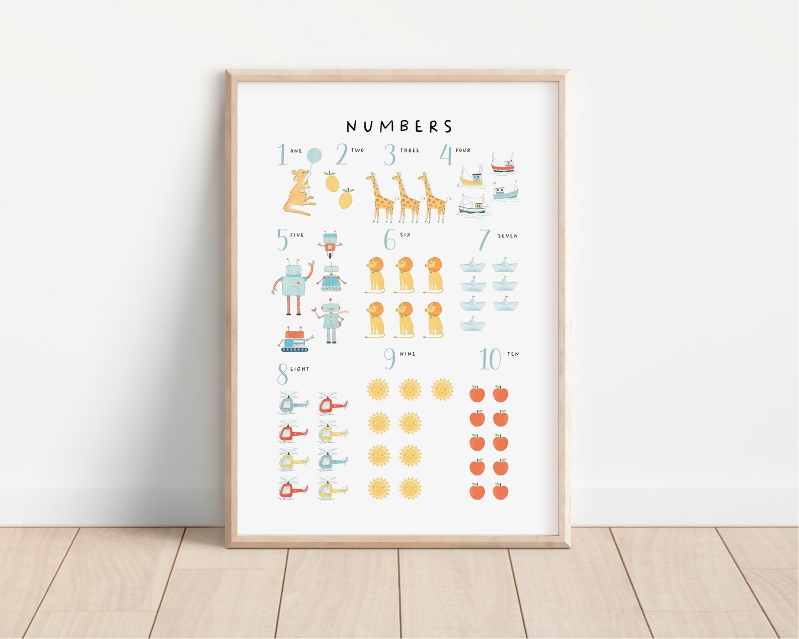 Counting Numbers PRINTED Art Print, Safari Counting Printed and Shipped ...