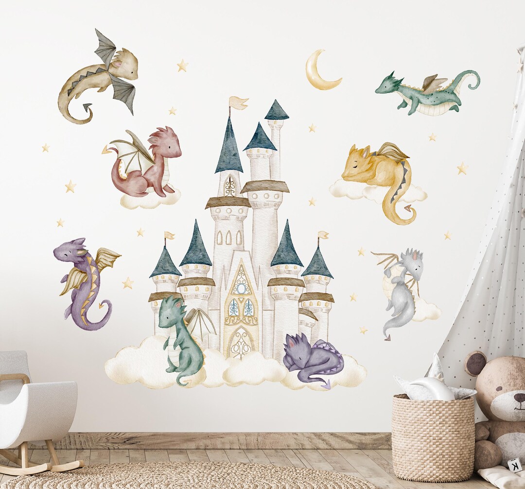 Dragon Nursery Wall Decals Castle Wall Stickers Kids Room Wall Art ...