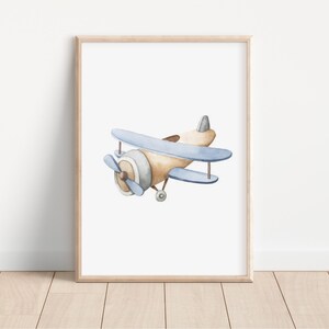 Plane Train Boat Blue Art Print Set Boy Plane and Train Printed ...