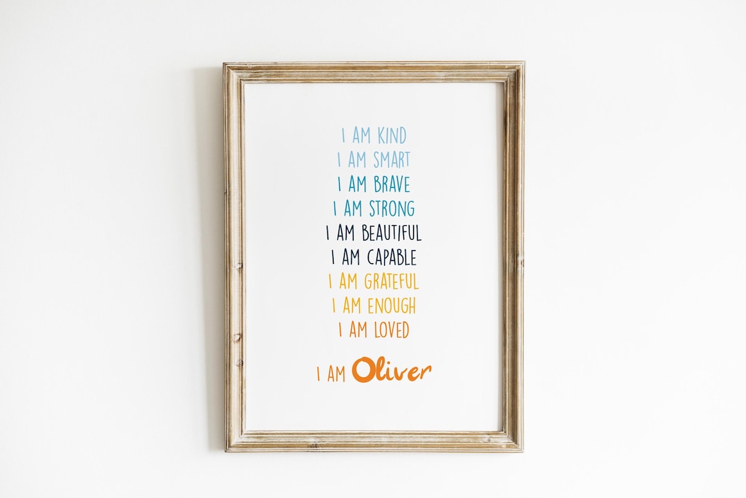 Personalized Kids Affirmations Wall Art Boys Nursery Wall Decor Custom ...