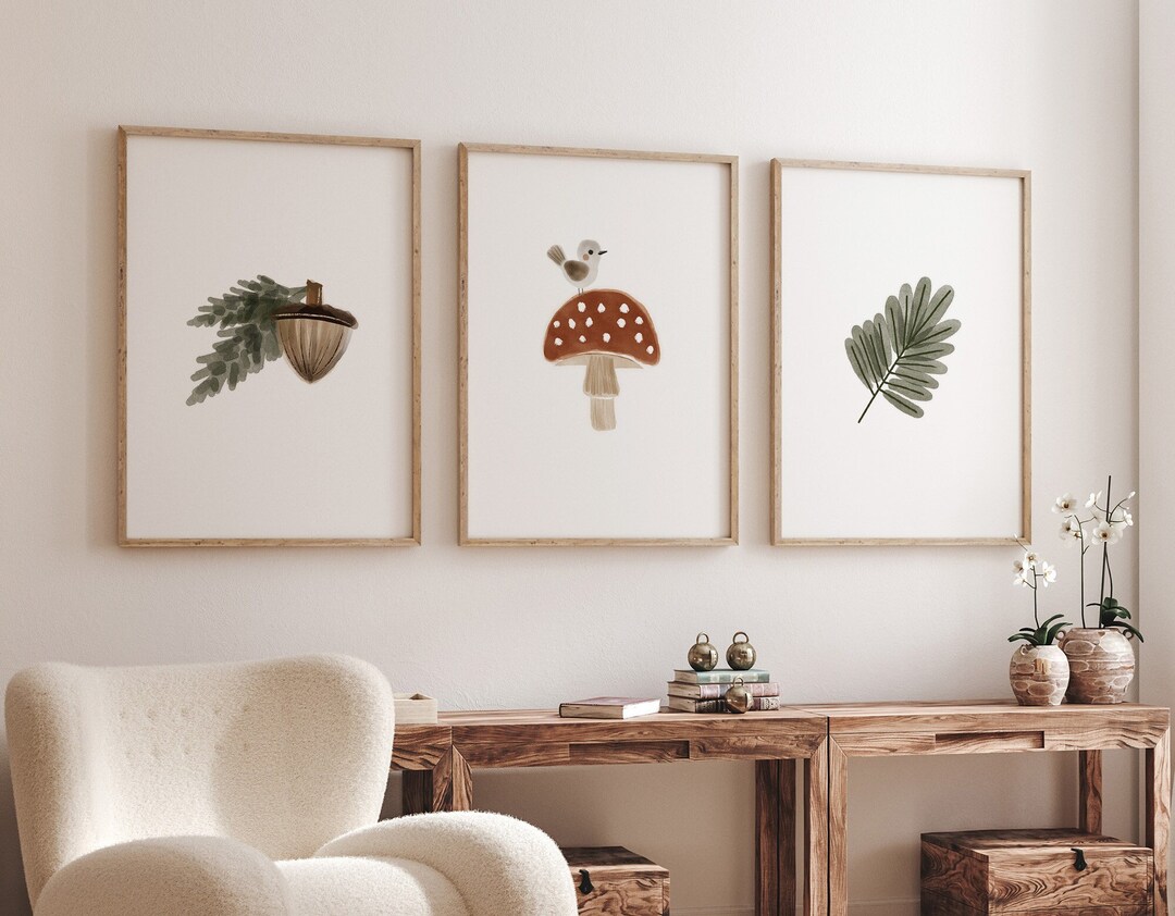 Boho Woodland Wall Art Set of 3 RINTED VERSION, Boho Woodland Wall Art ...