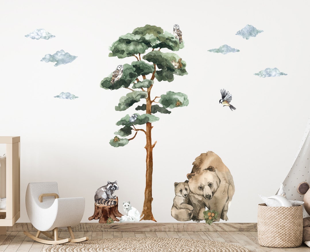 XL Woodland Wall Decal, Backwoods Woodland Nursery Décor, Forest ...